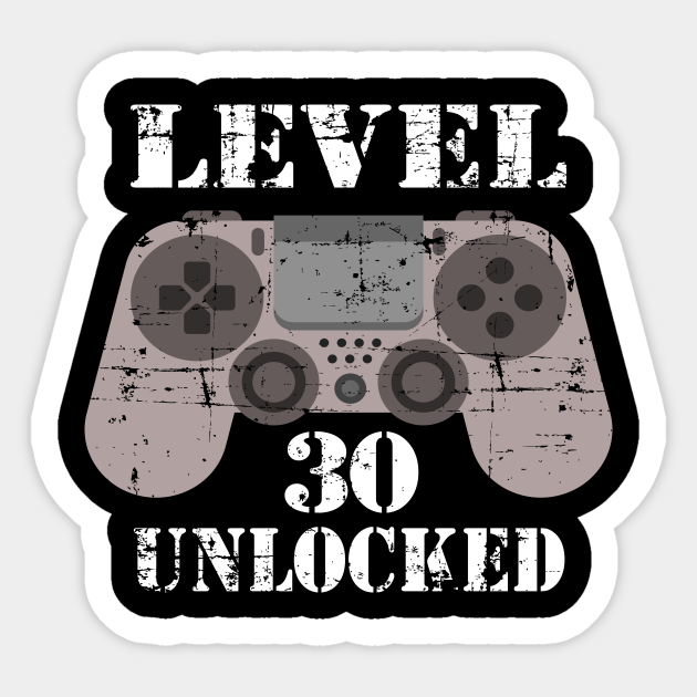 30th Birthday Gift For Him Her Level 30 Unlocked 30th Birthday Gift Sticker TeePublic 30th-birthday-gift-for-him-her-level-30-unlocked-30th-birthday-gift-sticker-teepublic